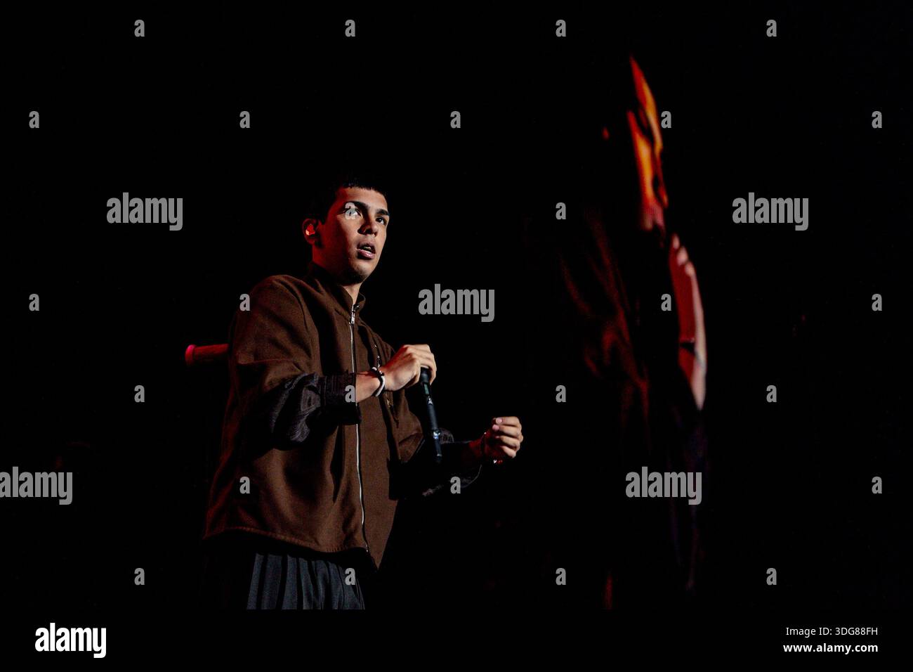 Singer Milo J during a performance at the Movistar Arena on 15 January ...