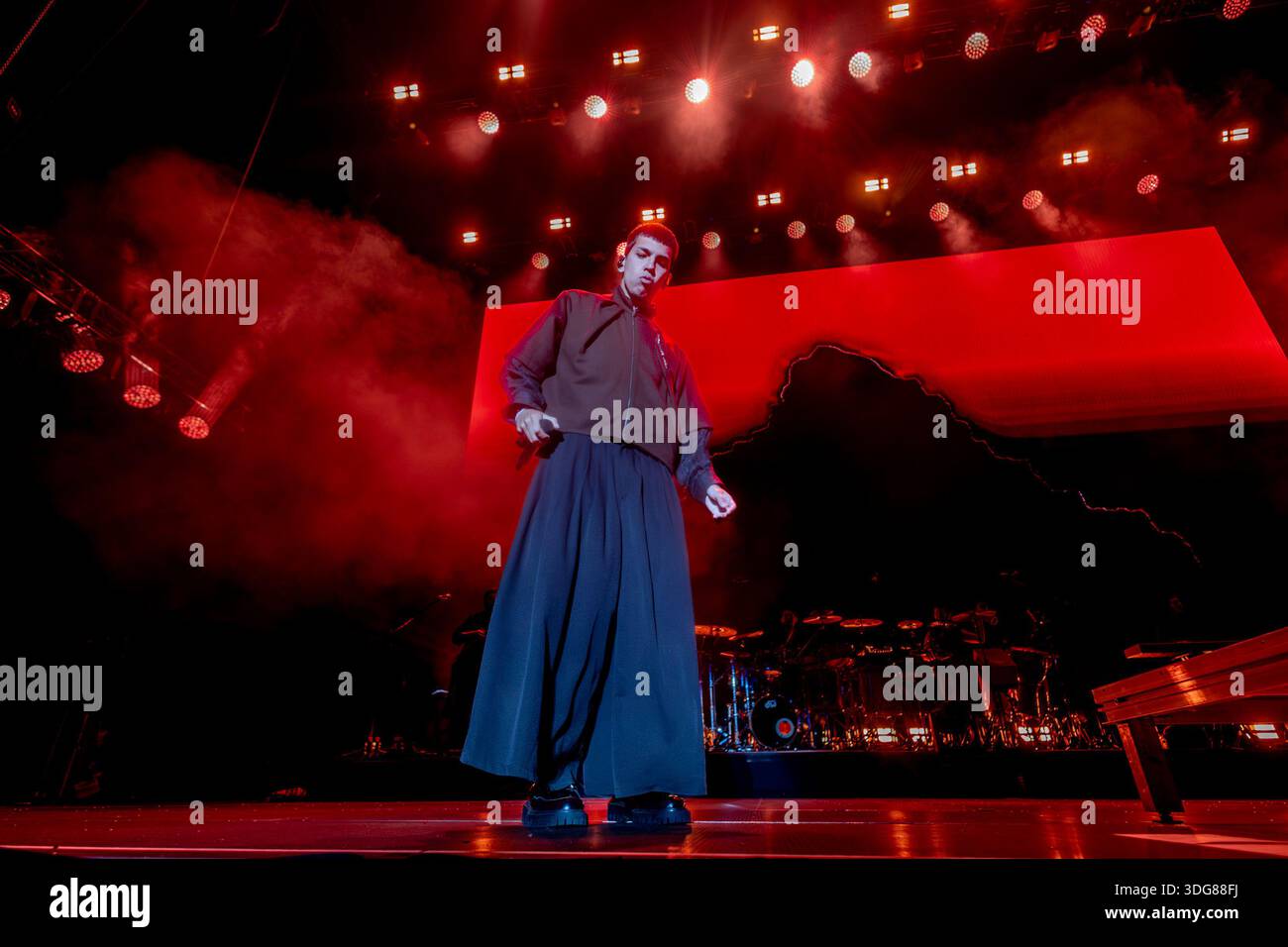 Singer Milo J during a performance at the Movistar Arena on 15 January ...