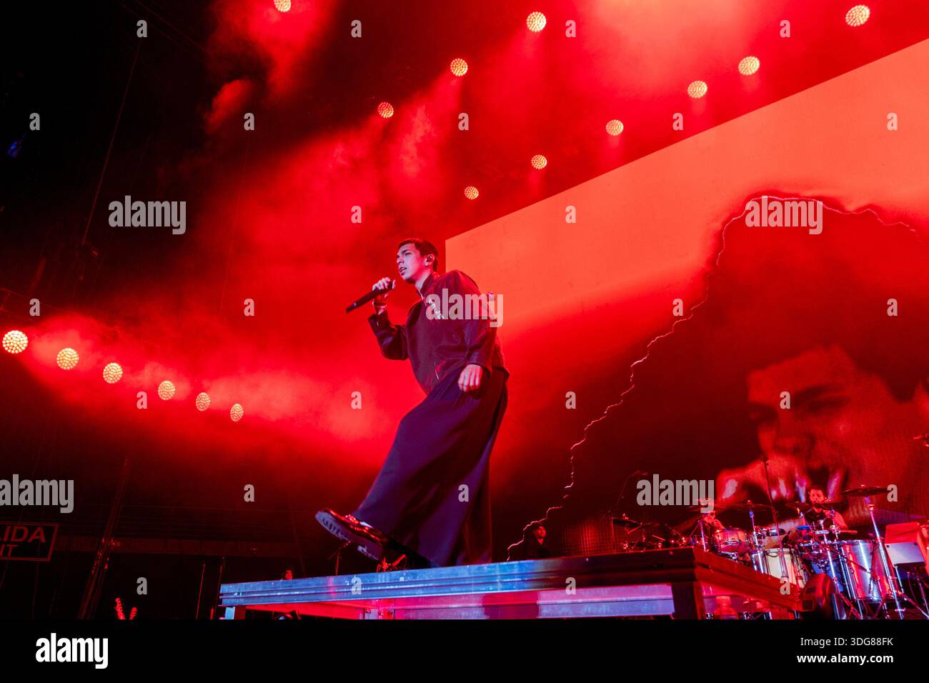 Singer Milo J during a performance at the Movistar Arena on 15 January ...