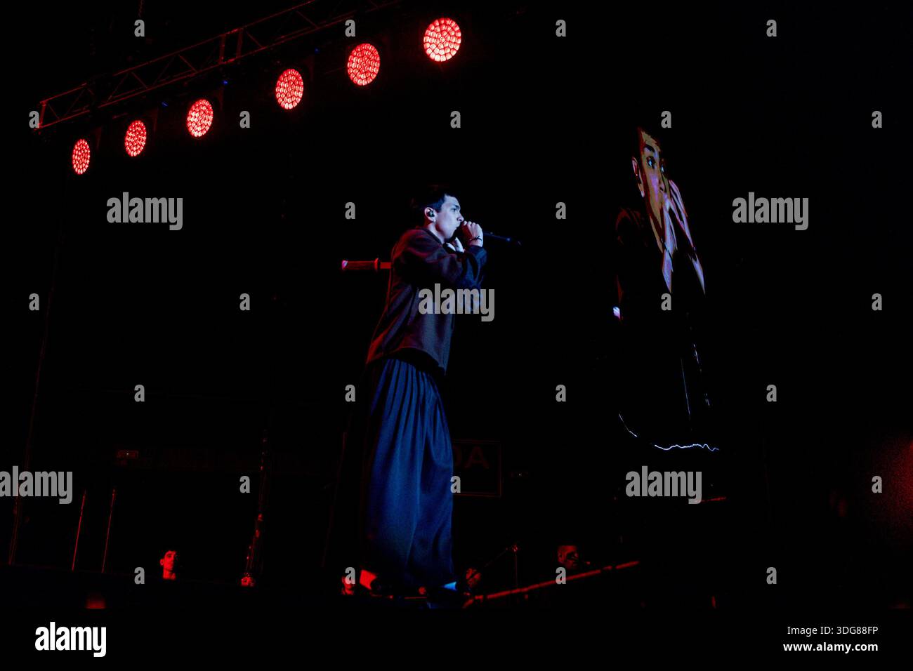 Singer Milo J during a performance at the Movistar Arena on 15 January ...
