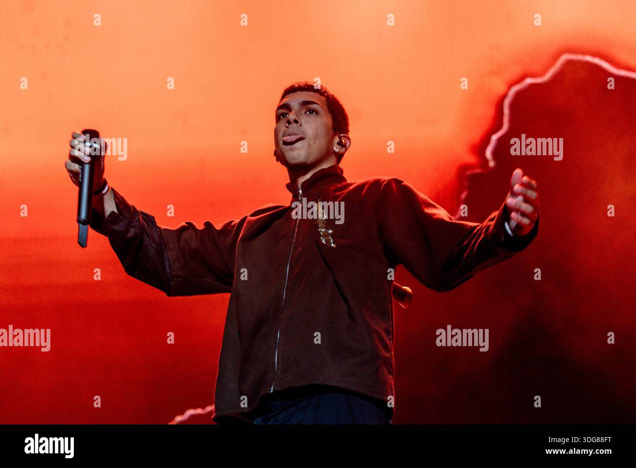 Singer Milo J during a performance at the Movistar Arena on 15 January ...
