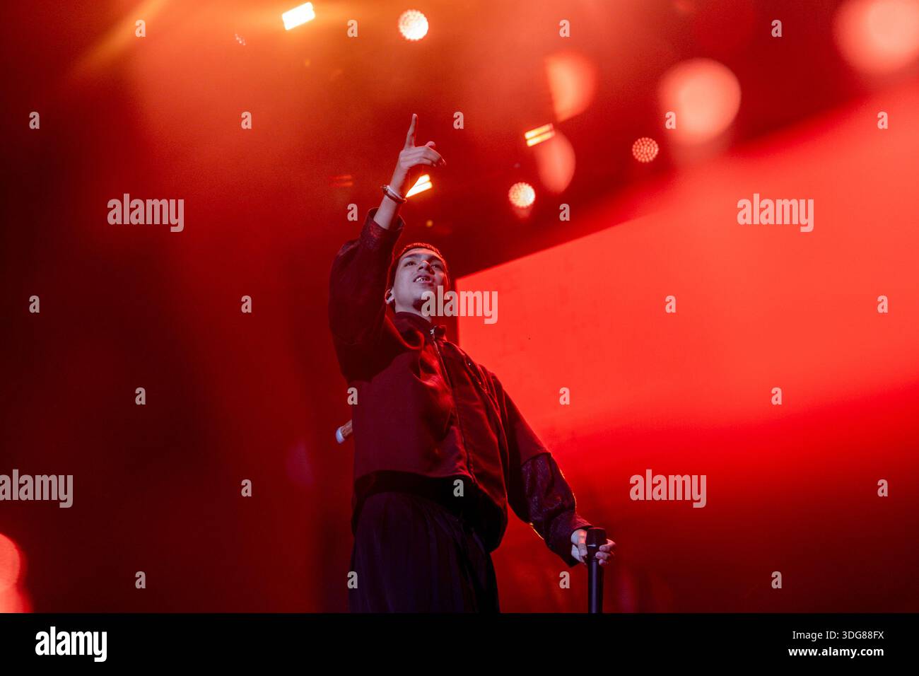 Singer Milo J during a performance at the Movistar Arena on 15 January ...