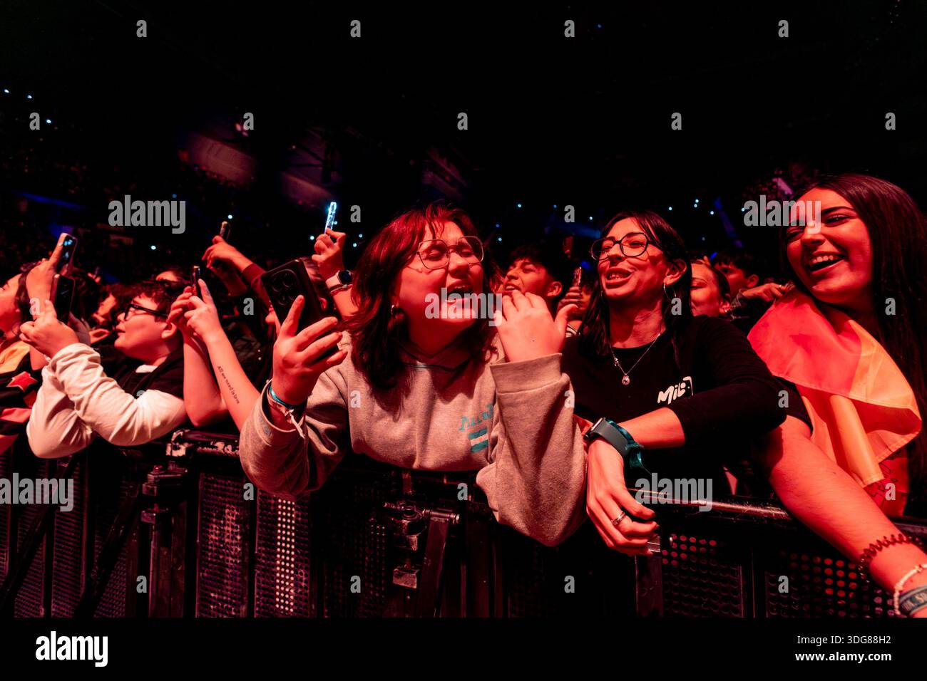 Dozens of people during a performance by singer Milo J, at the Movistar ...