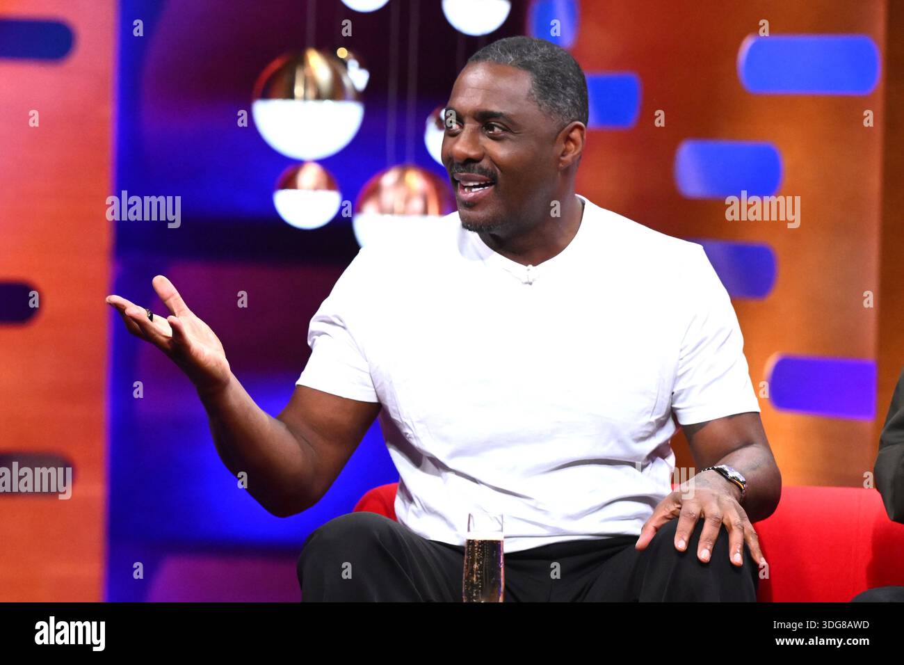 EDITORIAL USE ONLY Sir Idris Elba during filming for the Graham Norton ...