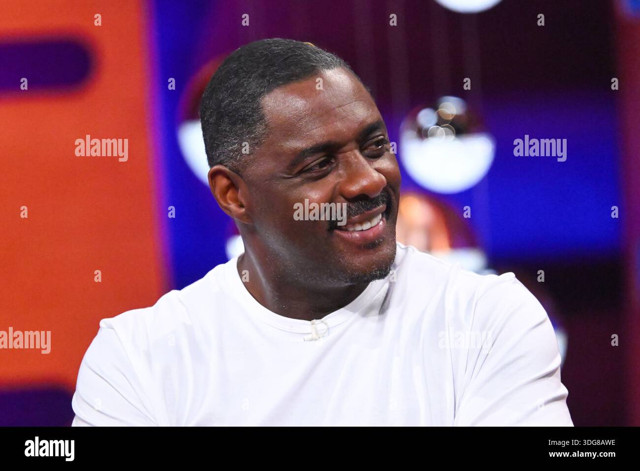 EDITORIAL USE ONLY Sir Idris Elba during filming for the Graham Norton ...