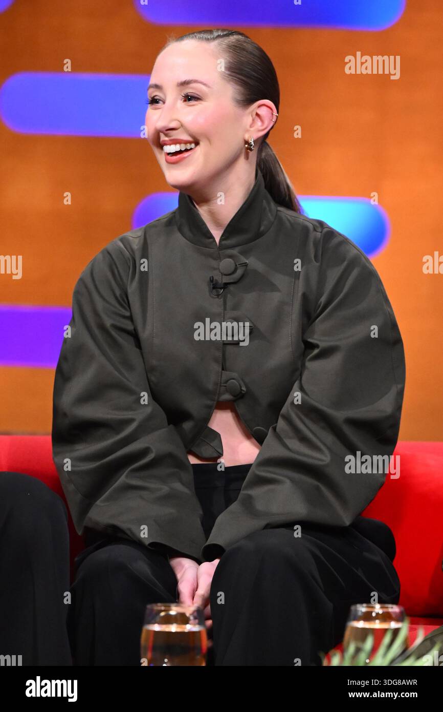 EDITORIAL USE ONLY Erin Doherty during filming for the Graham Norton ...