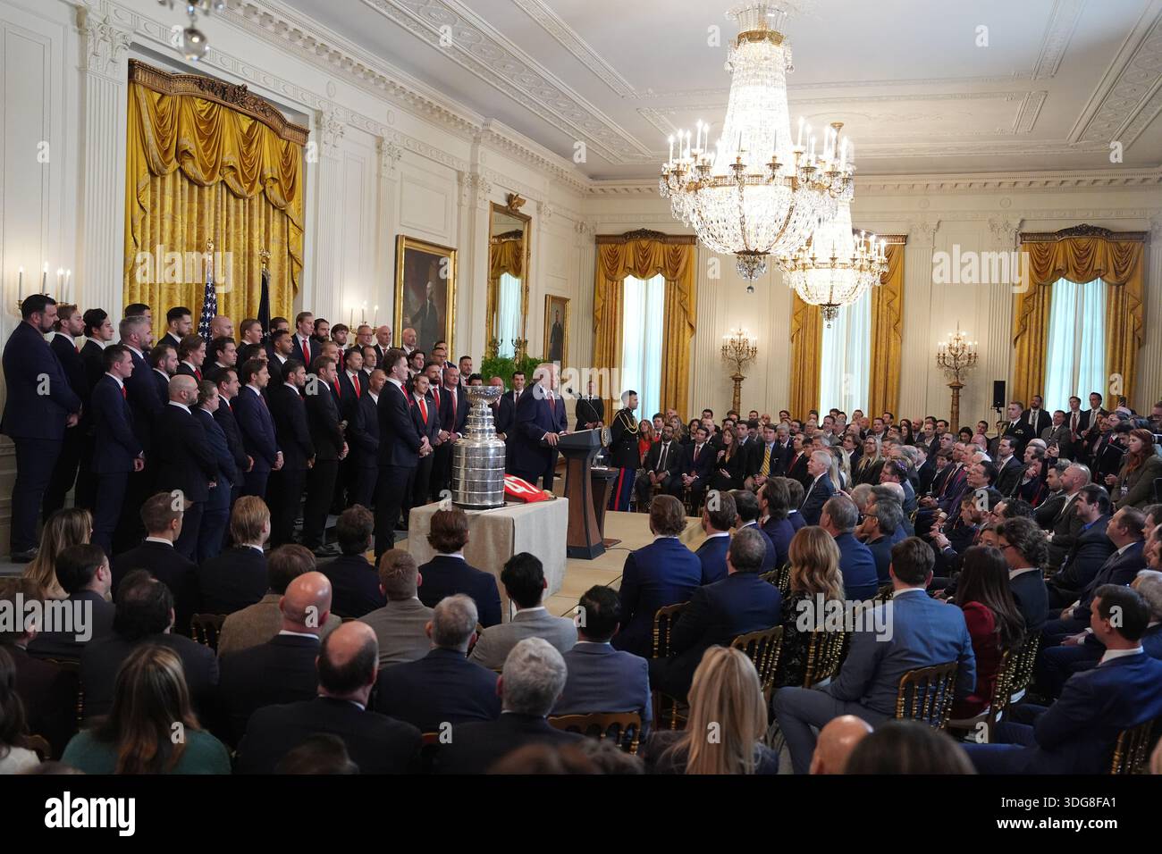 President Donald Trump speaks during an event to honor the 2025 Stanley ...