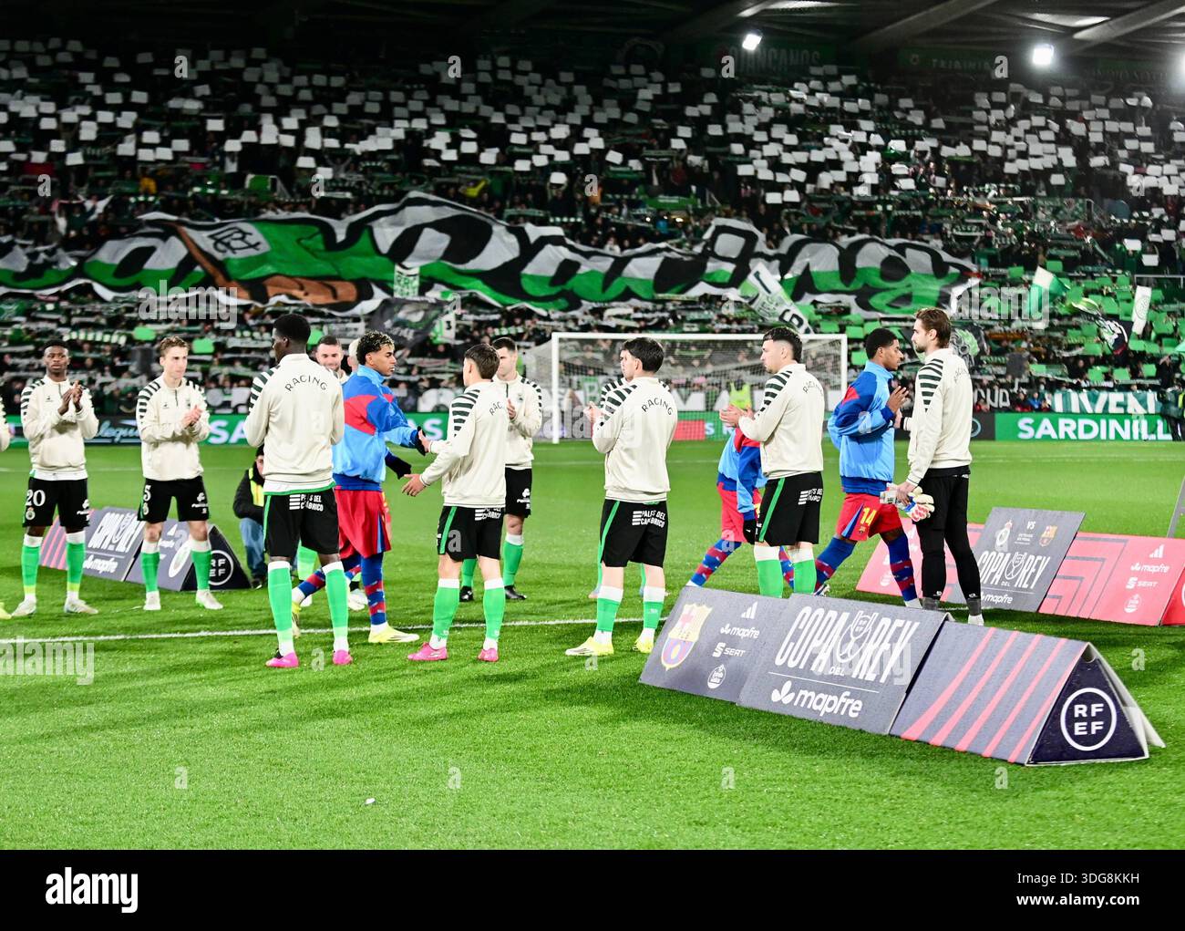 Spanish King Cup soccer match Racing Santander vs FC Barcelona at El ...