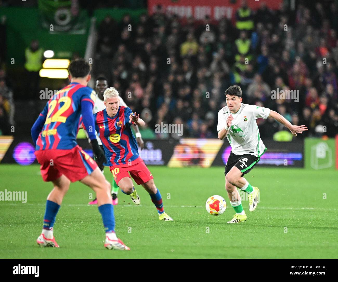 Spanish King Cup soccer match Racing Santander vs FC Barcelona at El ...