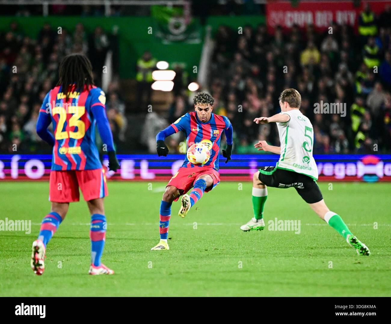 Spanish King Cup soccer match Racing Santander vs FC Barcelona at El ...