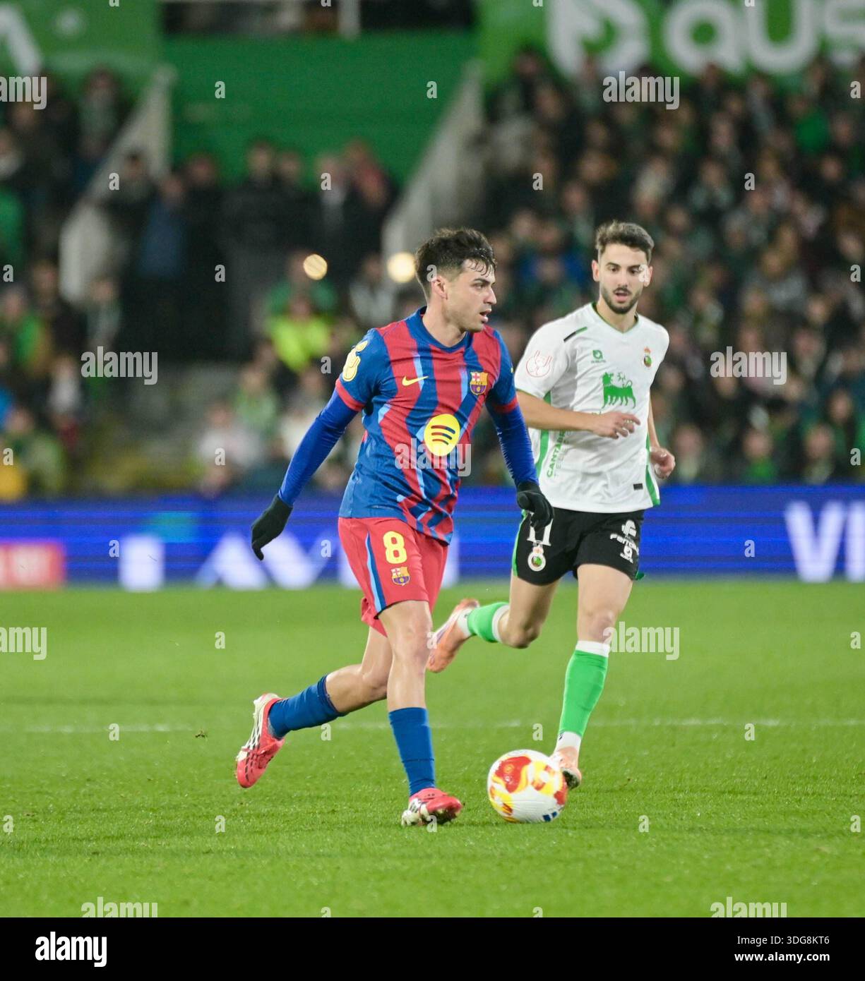 Spanish King Cup soccer match Racing Santander vs FC Barcelona at El ...