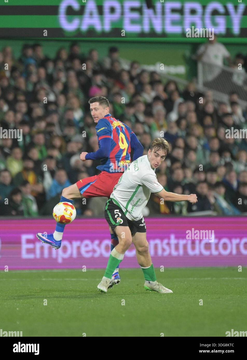 Spanish King Cup soccer match Racing Santander vs FC Barcelona at El ...