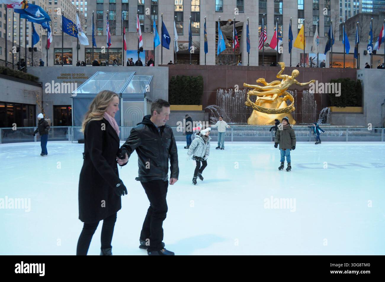 New York, United States. 15th Jan, 2026. People ice skate in the ...