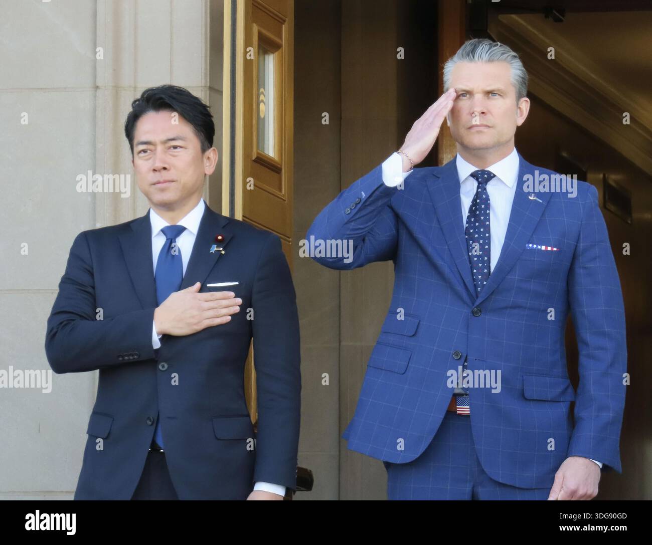 Japanese Defense Minister Shinjiro Koizumi (L) and U.S. Defense ...