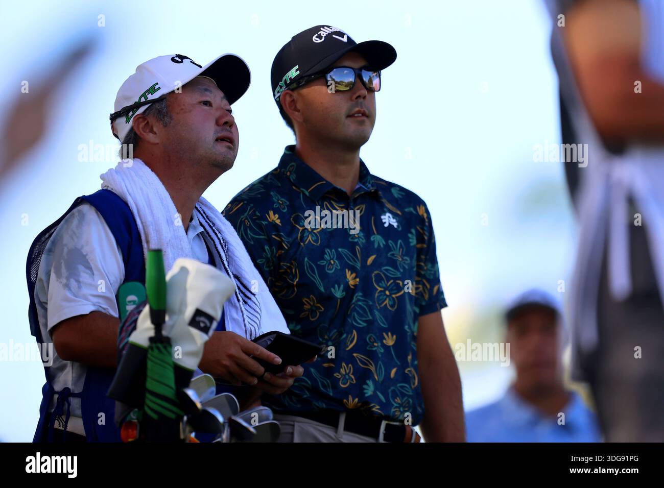 January 15, 2026 - Corey Kozuma plans out his shot on hole 7 with his ...