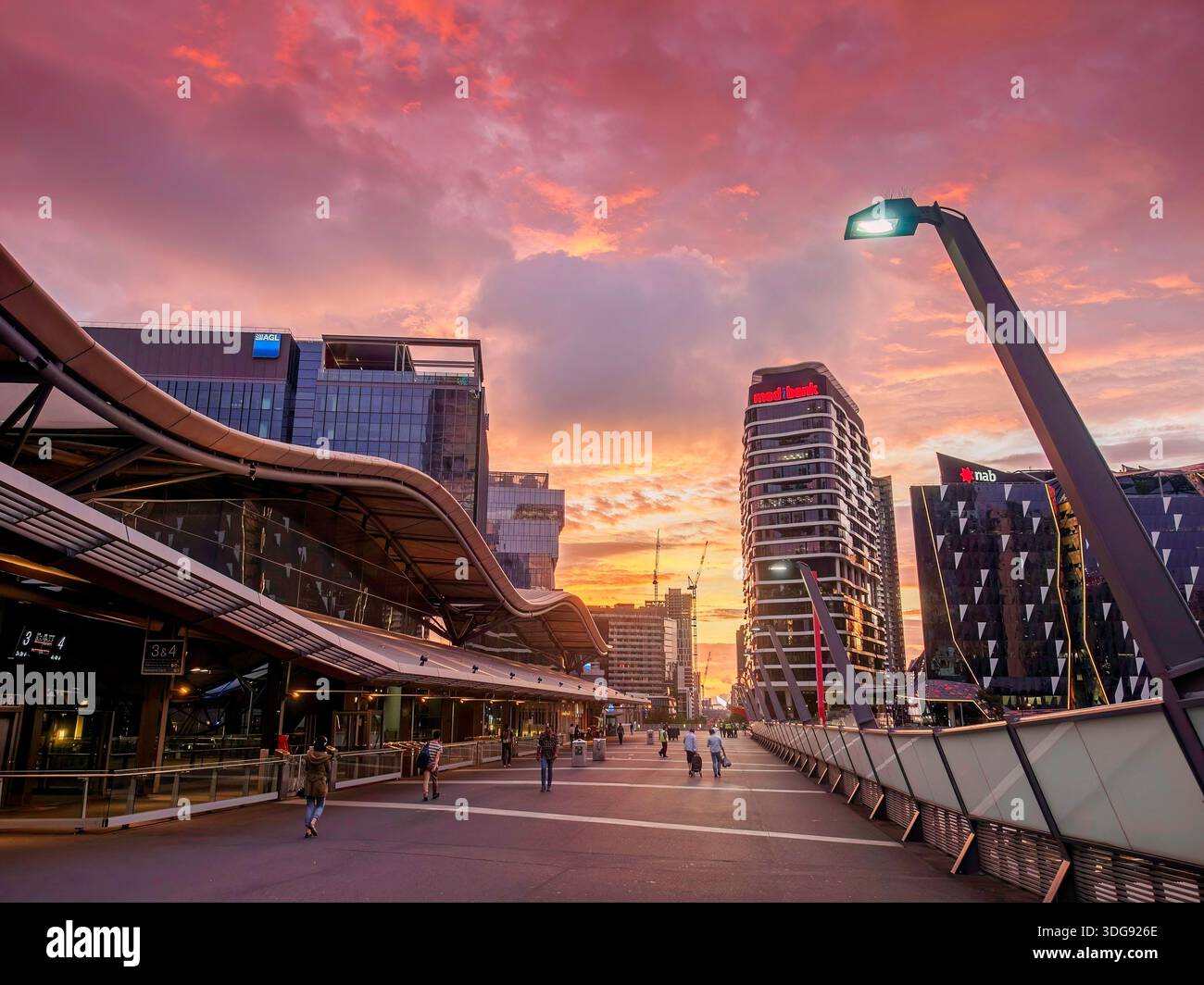 A dramatic sunset over the Melbourne Docklands precinct, viewed from ...