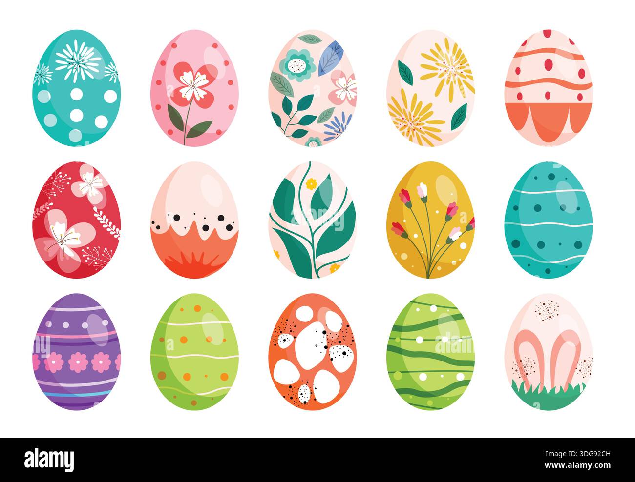 Easter egg cute set clipart. Colorful eggs clip art collection with ...