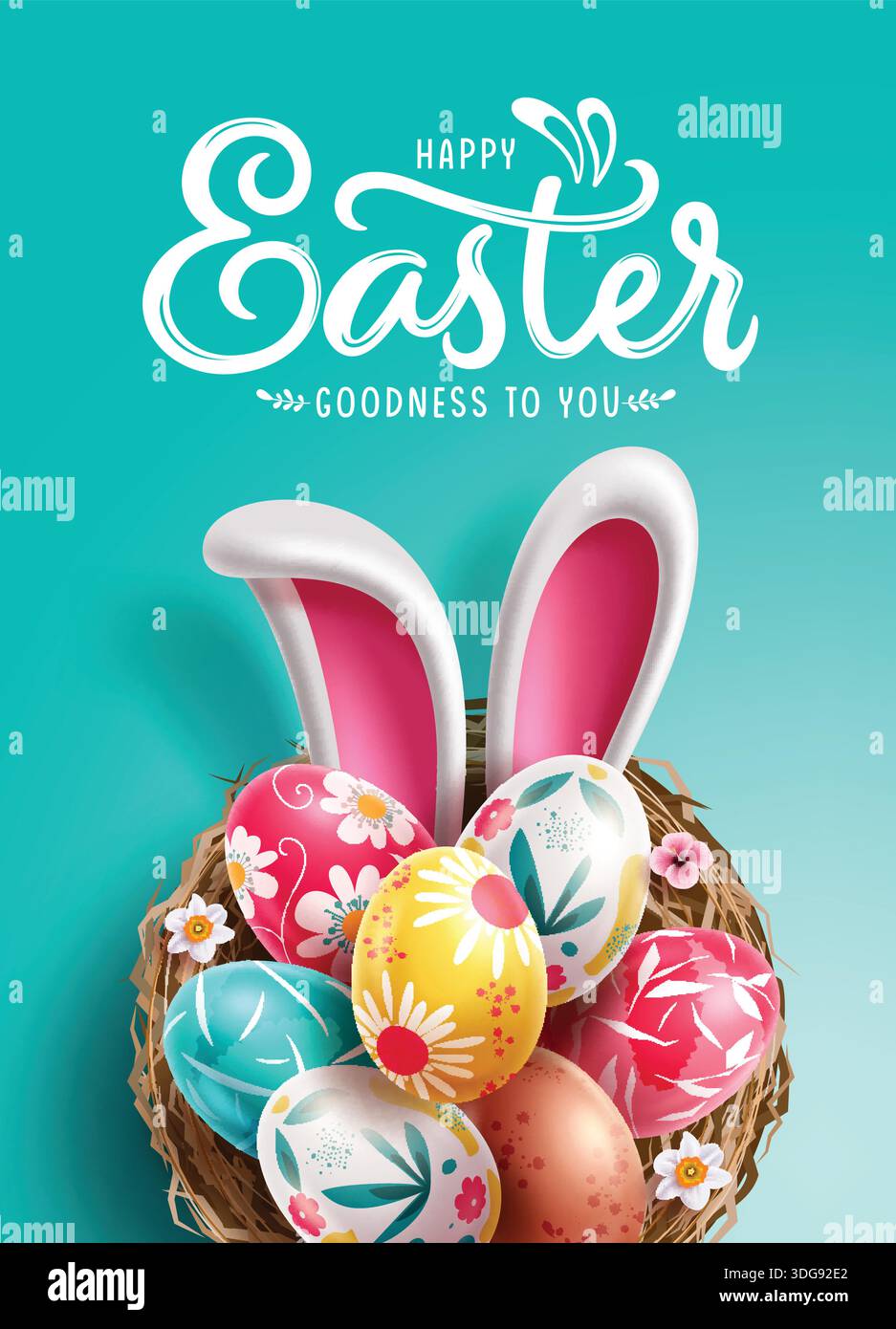 Easter greeting card clipart poster. Happy Easter greeting text clip ...
