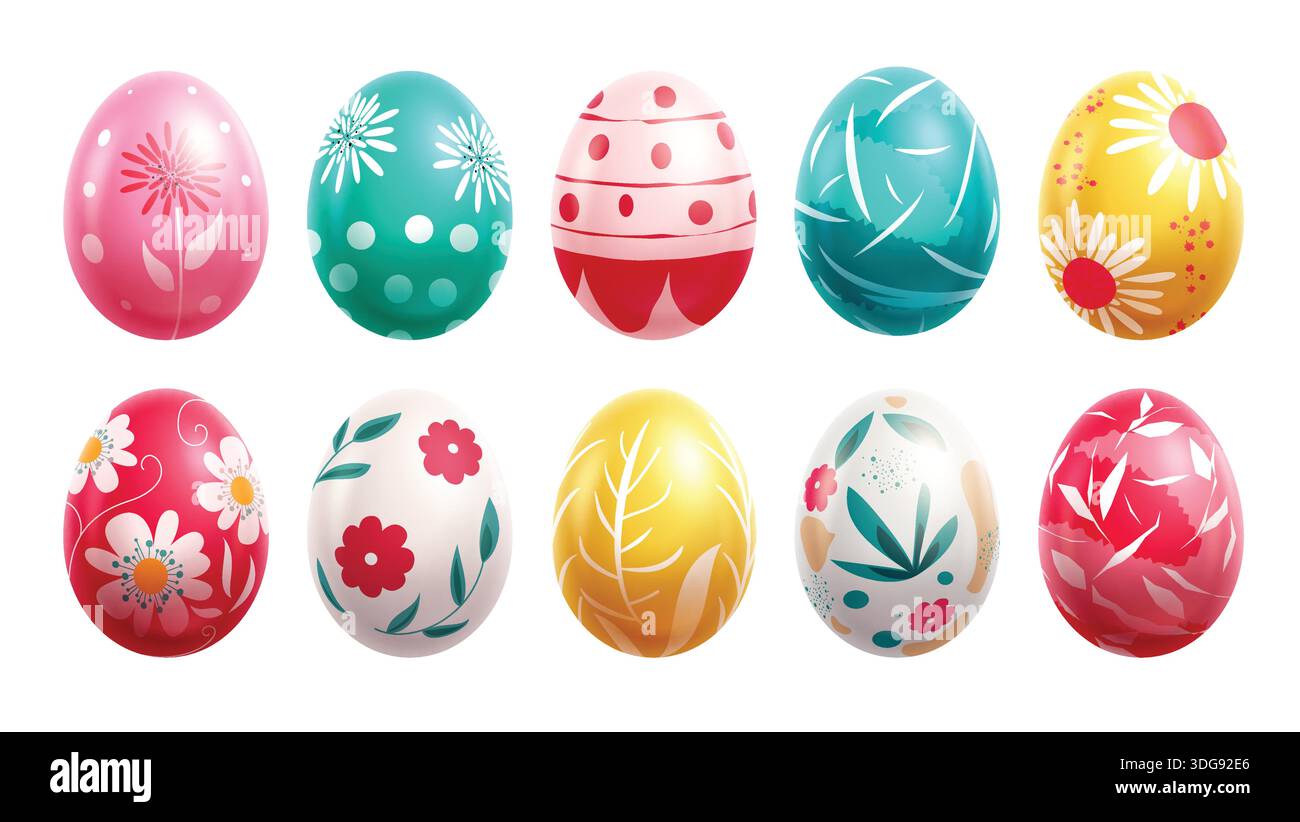 Eater eggs colorful clipart set. 3d colorful Easter egg clip art ...
