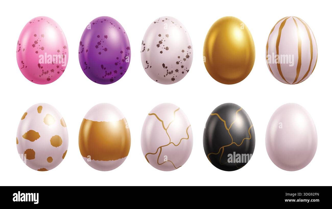 Easter elegant eggs set clipart. 3d elegant eggs clip art collection ...