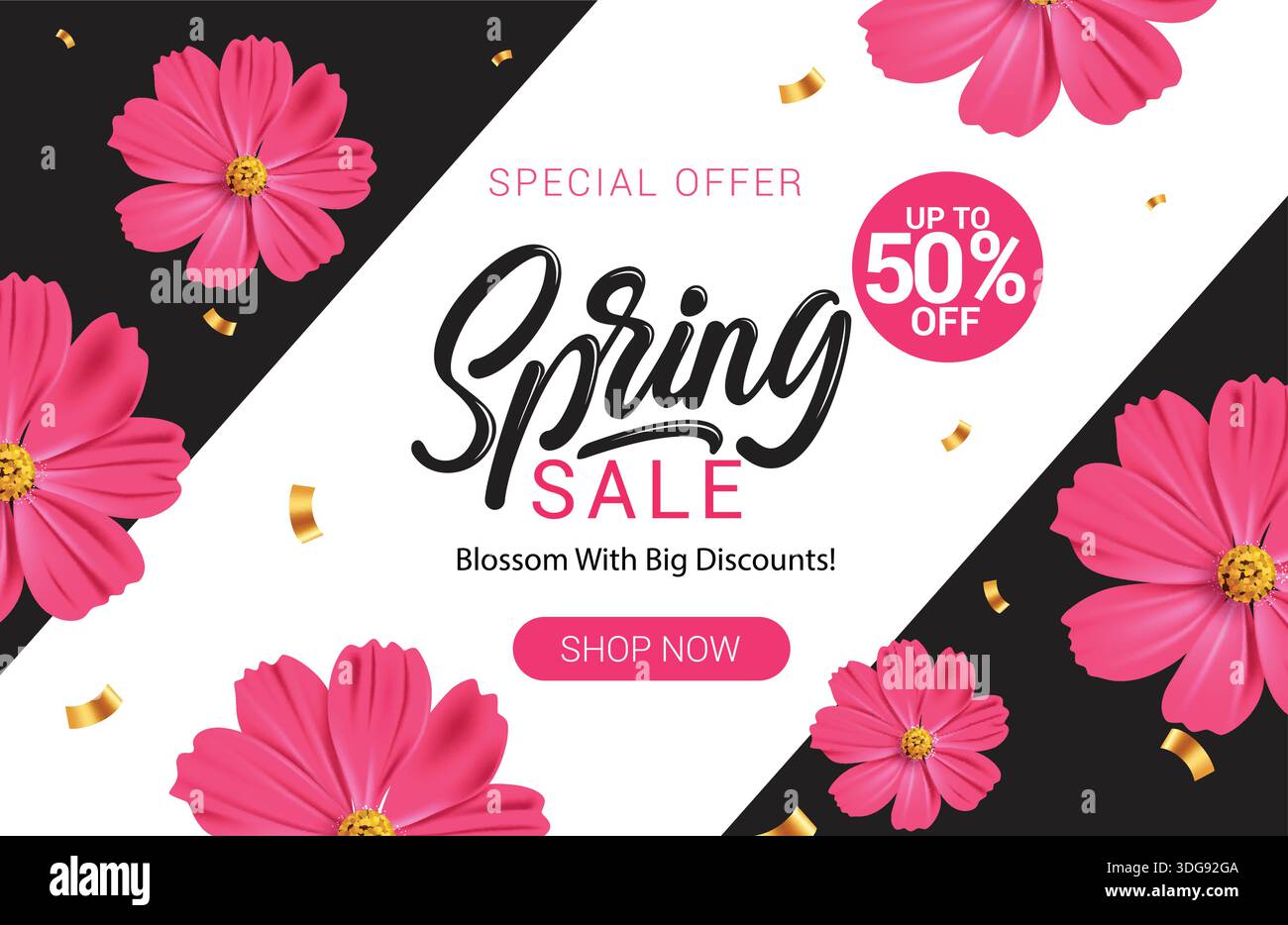 Spring Sale clipart banner template. Spring special offer Sale with 50% ...