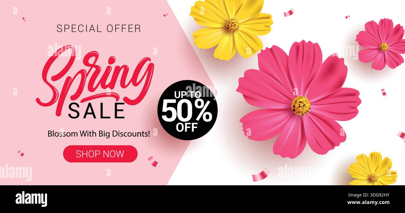 Spring Sale clipart banner design. Spring Sale special offer promo with ...