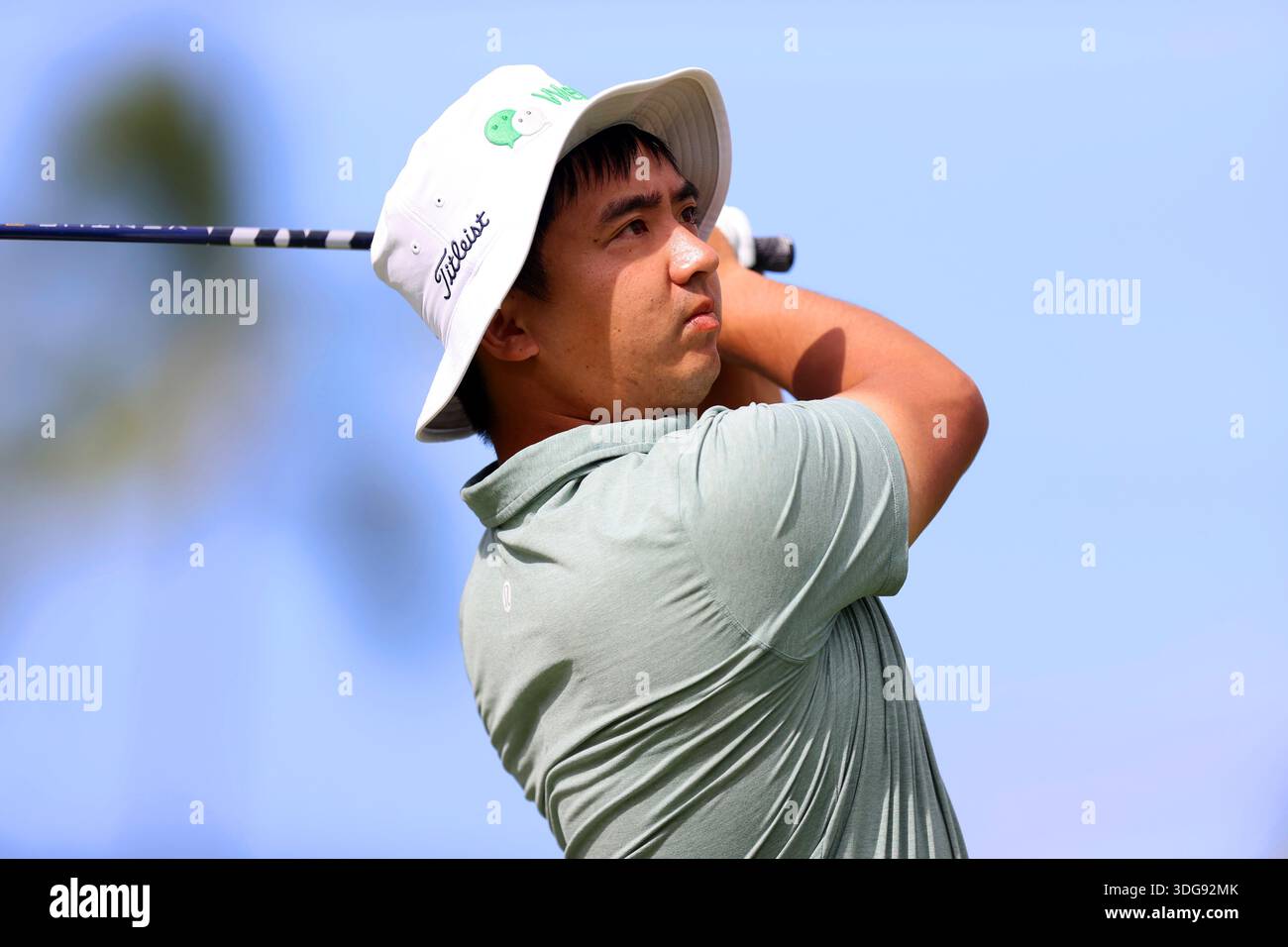 January 15, 2026 - Zecheng Dou tees off from the 2nd tee during the ...
