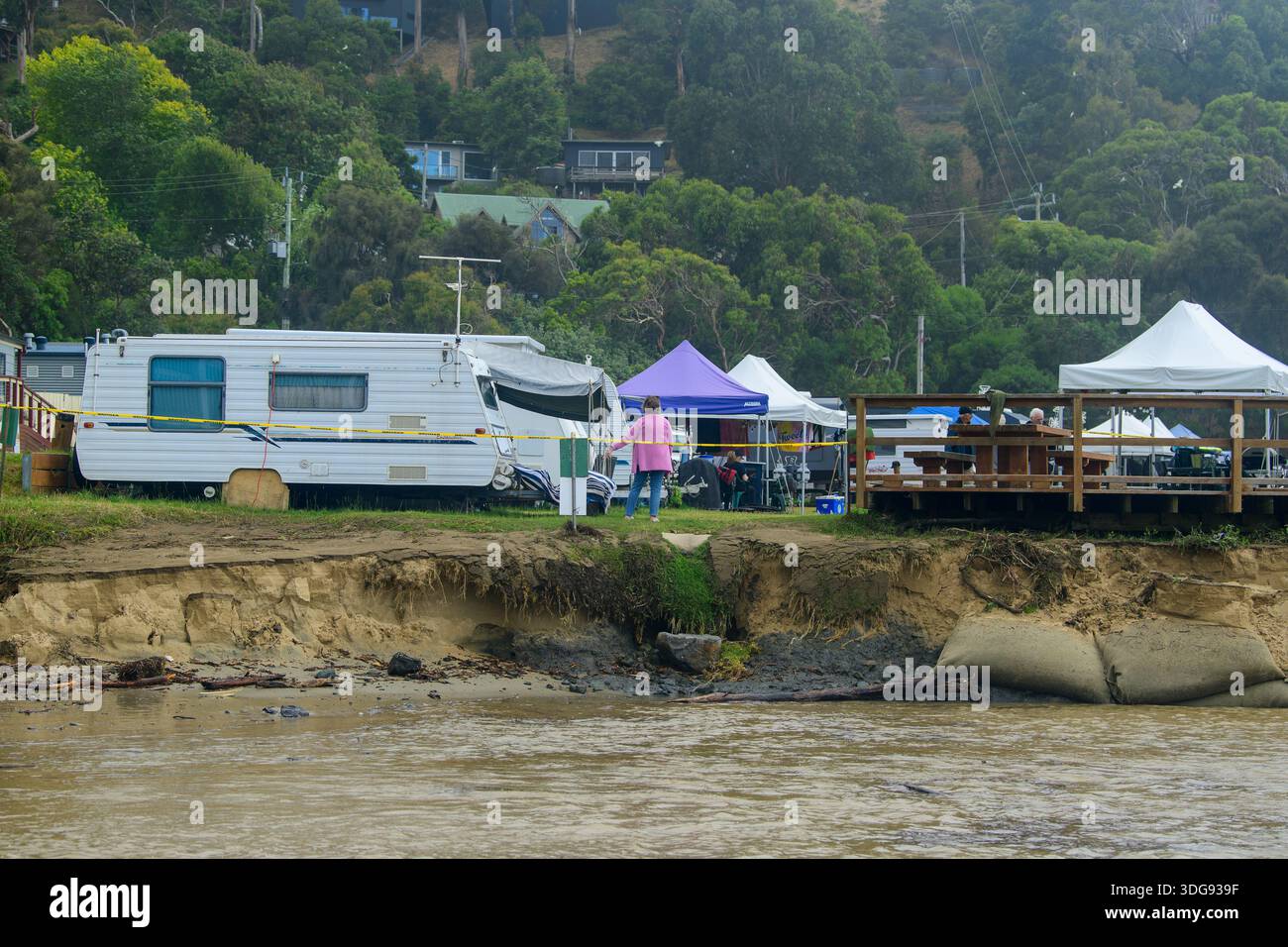 Wye River, Australia. 16th Jan, 2026. Erosion at the bank of the river ...