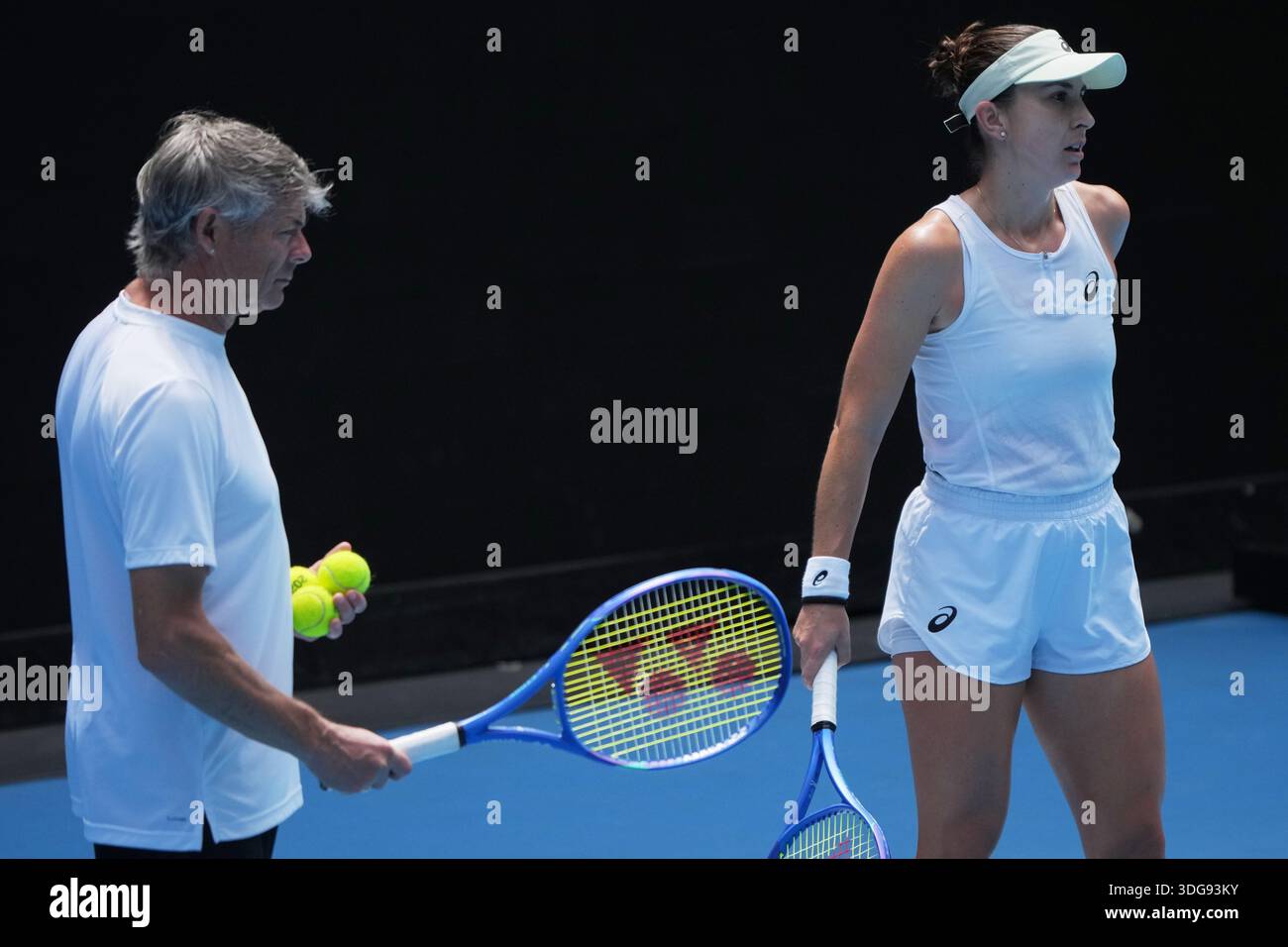 Iain Hughes, left, coach of Belinda Bencic of Switzerland during a ...