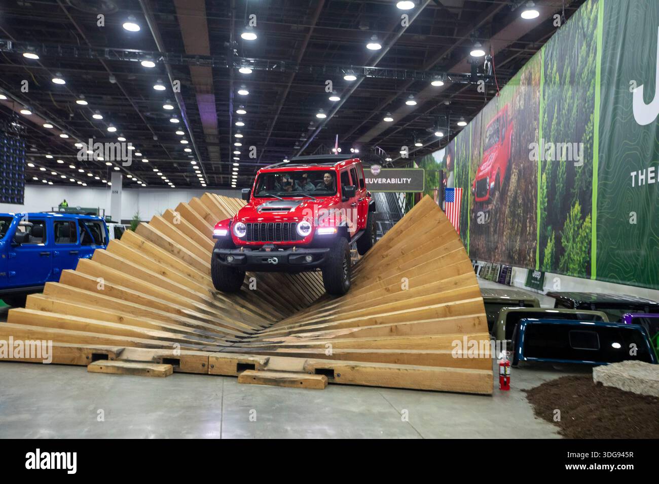 Detroit, Michigan USA - 15 January 2026 - A Jeep Rubicon takes visitors ...