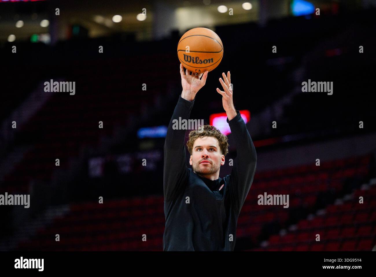 Atlanta Hawks forward Corey Kispert warms up before an NBA basketball ...