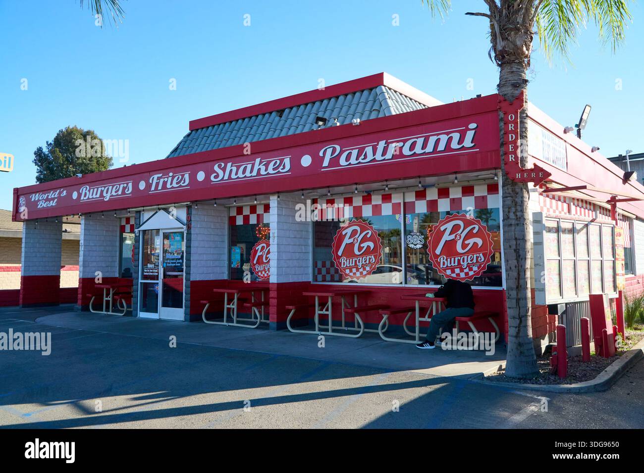 January 12, 2026, Colton, California, USA: Exterior view of P&G Burgers ...