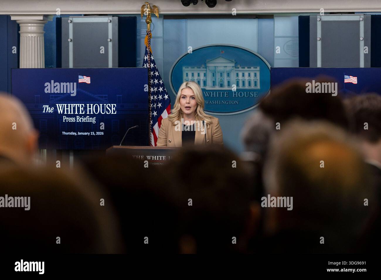 White House Press Secretary Karoline Leavitt speaks during a press ...