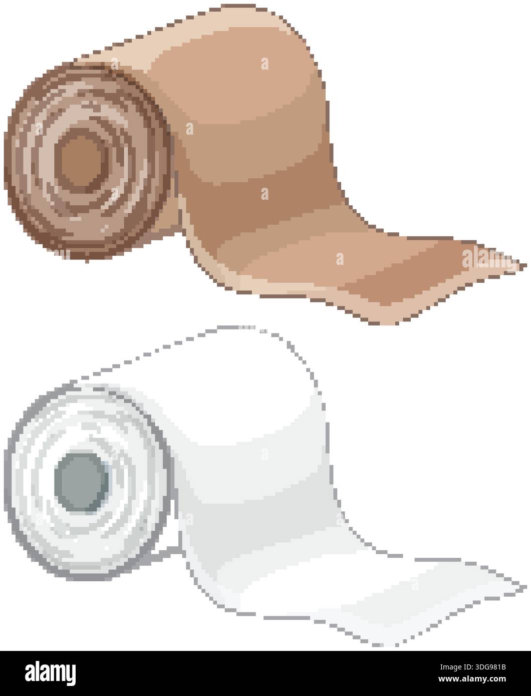 Two vector illustrations of medical compression bandages shown in brown ...