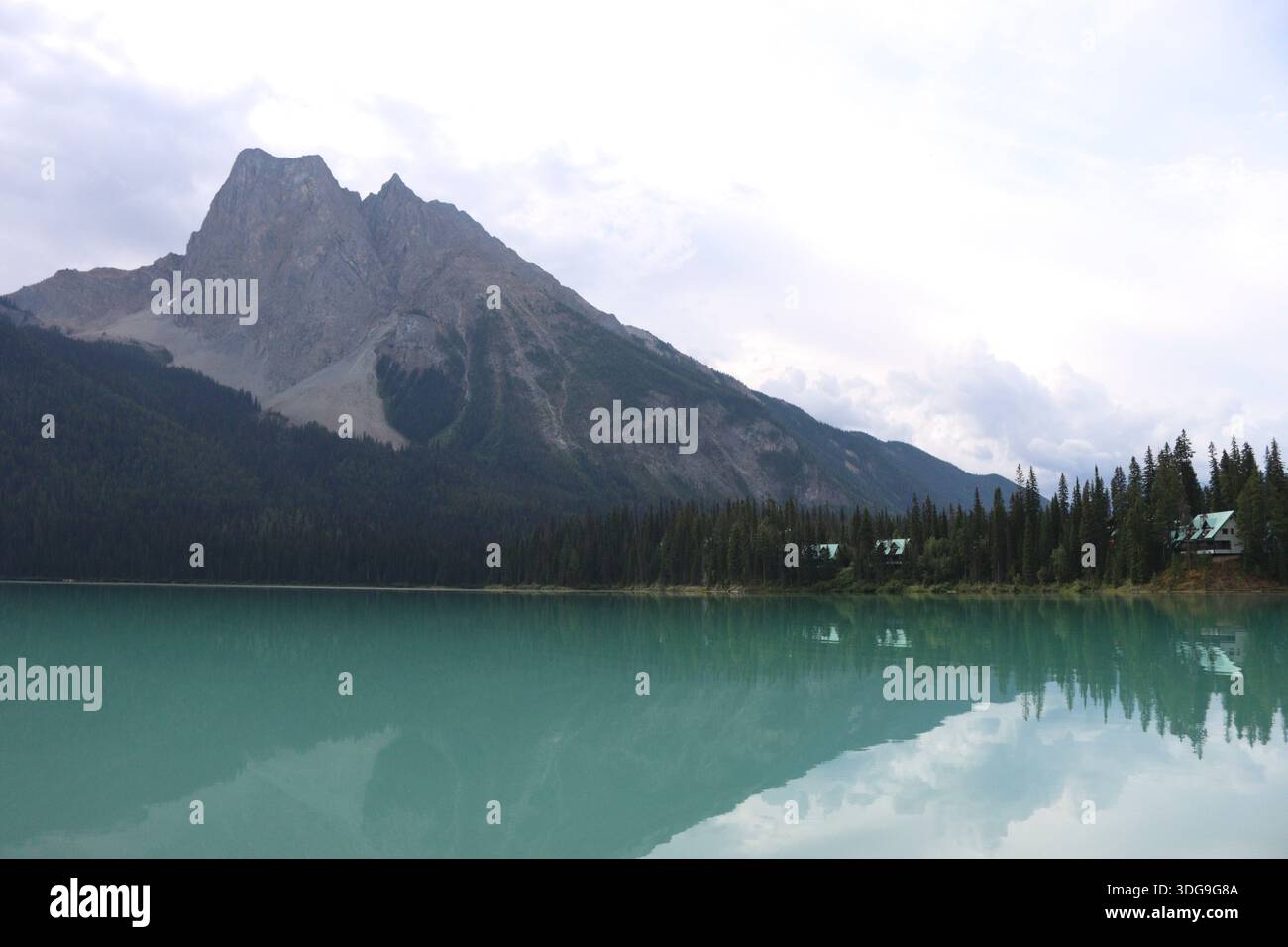 Summer view of the mountains over Emerald Lake, Yoho National Park, BC ...