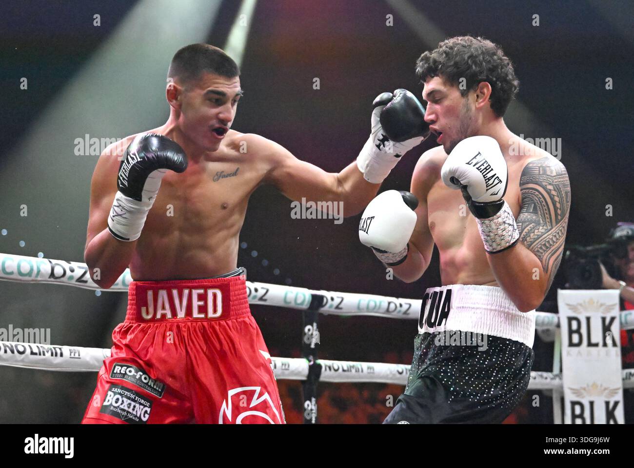 Brisbane, Australia. 16th Jan, 2026. Jack Javed (left) punches Zephy ...