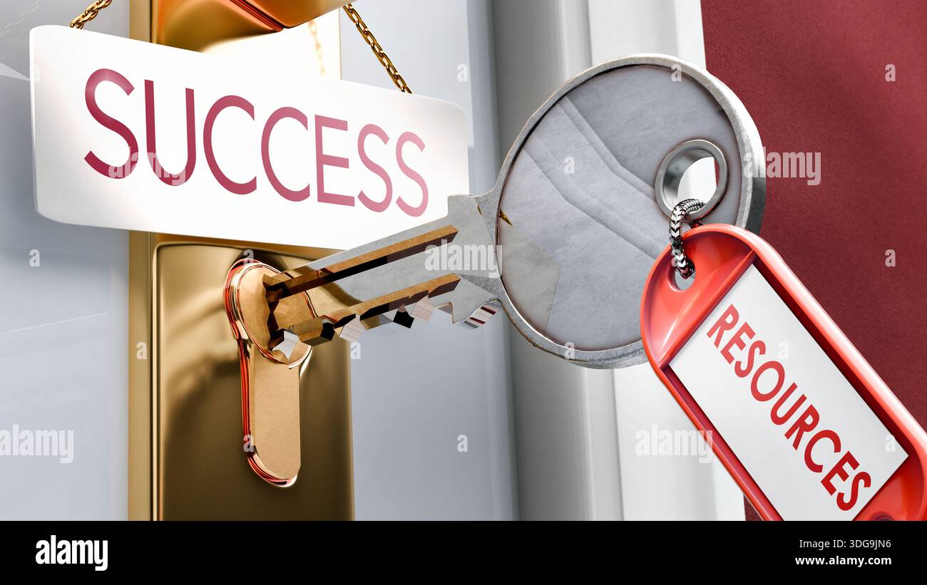 Resources leads to Success - it's a key to unlock success. A door key ...