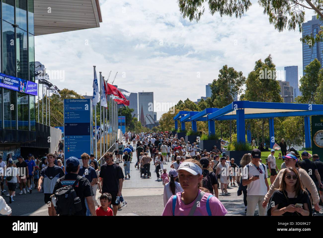 Melbourne, VIC, Australia. January 14, 2026. - Thousands of tennis fans ...