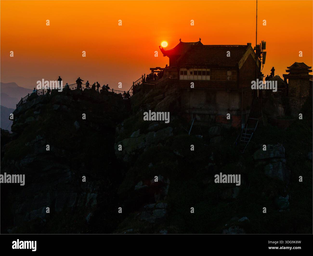 View of Chua Dong, the copper pagoda on the top of Yen Tu mountain ...