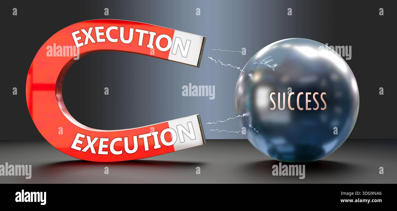Execution attracts Success. A metaphor showing execution as a big ...