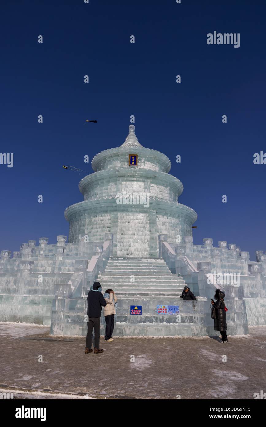 A massive 'Ice Temple of Heaven' sculpture is displayed at Culture ...