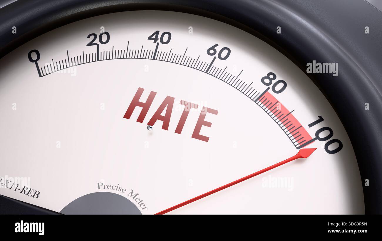 Hate and anger meter that is hitting a full scale hi-res stock ...