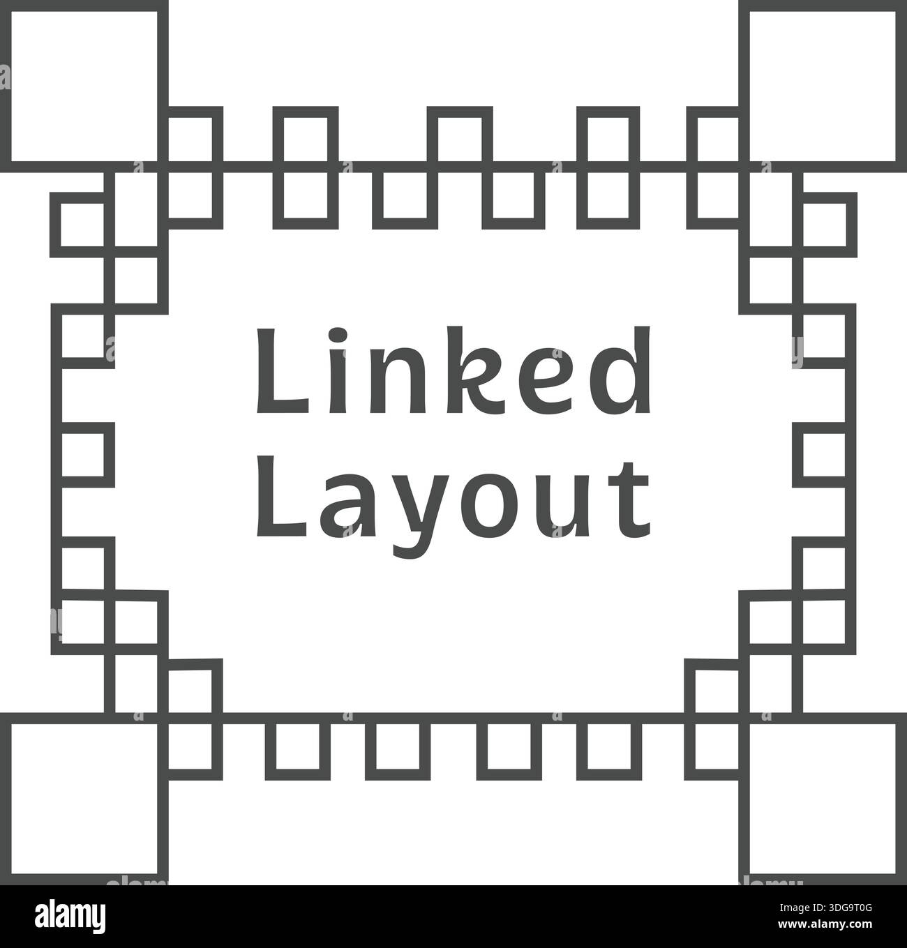 Minimal card built from interlocking square links forming a decorative ...
