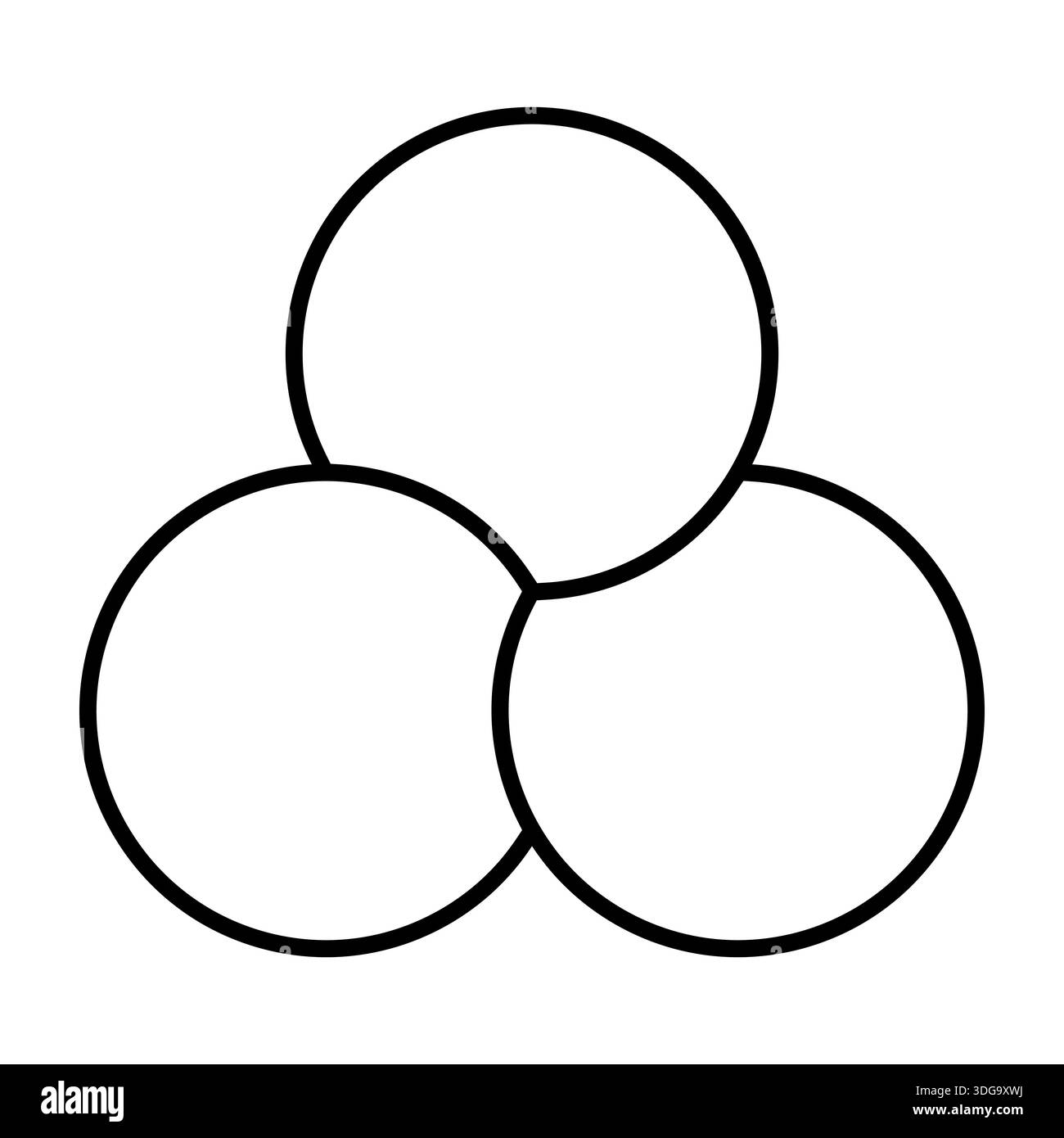 Three overlapping circles outline diagram minimal geometric venn Stock ...