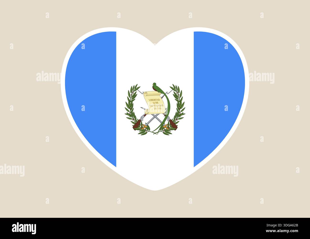 Guatemalan national flag vector designed in a heart shape as a symbol ...