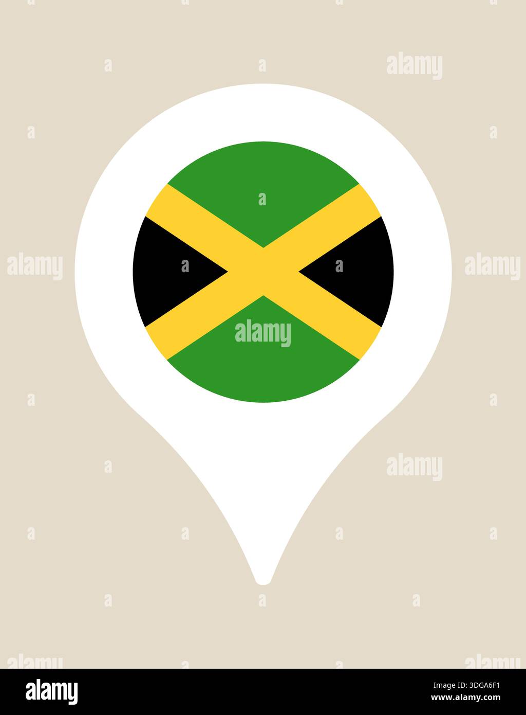 Jamaica Flag Inside a Map Pin Icon Marking a GPS Location for Caribbean ...