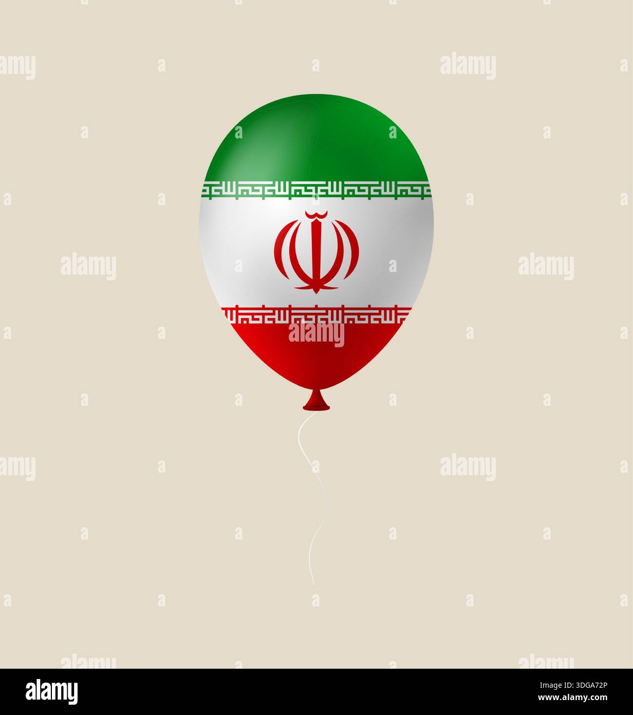 A realistic vector balloon with the Iranian national flag floating ...