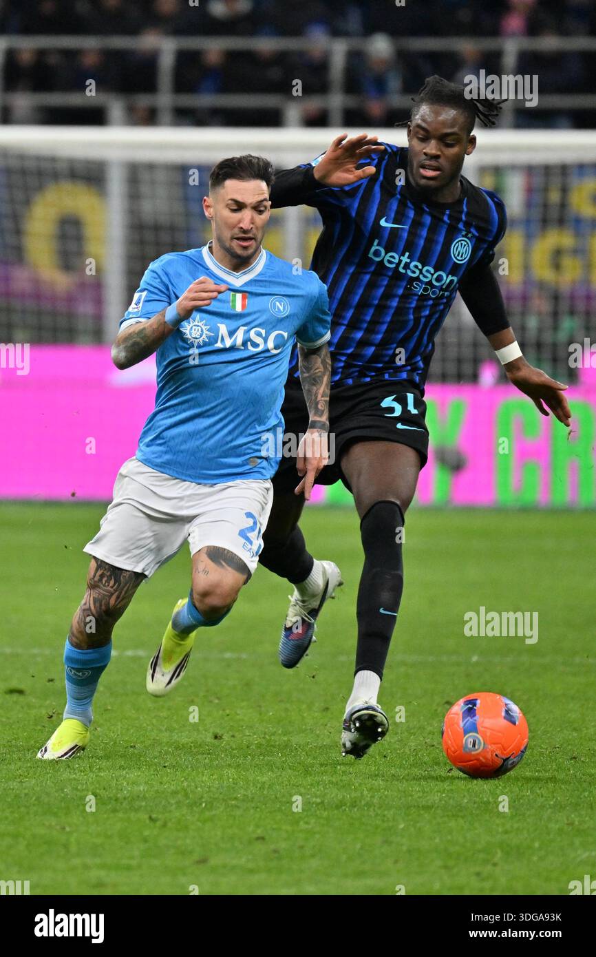 Yann Bisseck and Matteo Politano the Italian championship Serie A 2025 ...