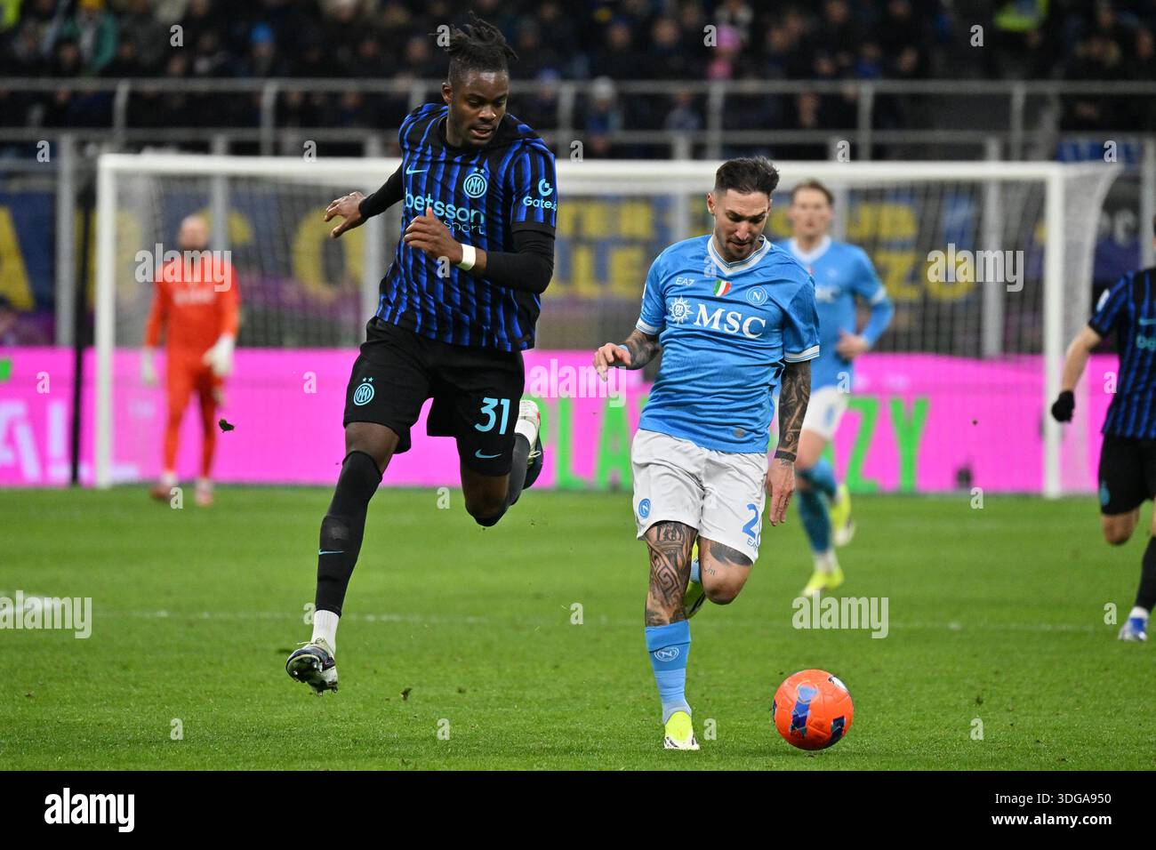 Yann Bisseck and Matteo Politano the Italian championship Serie A 2025 ...