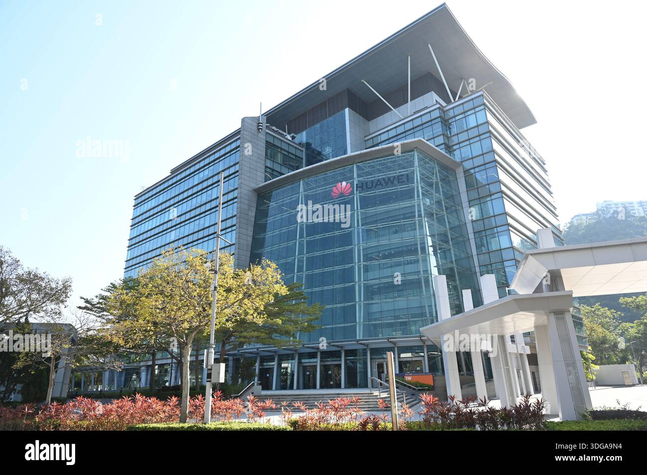 A general view show the Chinese brand of HUAWEI logo at the Hong Kong ...